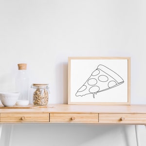 Pizza Slice One Line Art - Black & White Version | Line Drawing Artwork ...