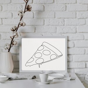 Pizza Slice One Line Art - Black & White Version | Line Drawing Artwork ...