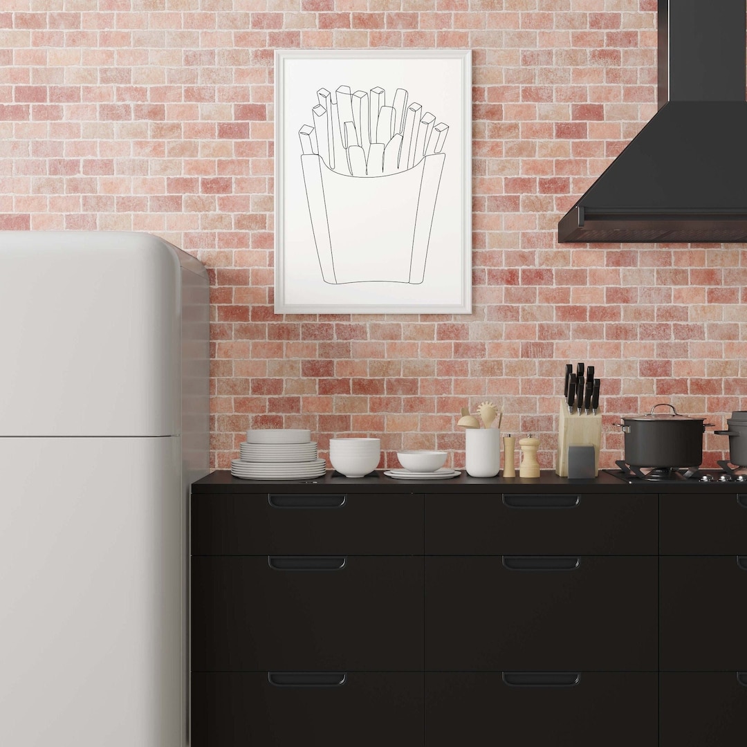 French Fries One Line Art | Poster, Print, Simple Drawing Line, Wall ...