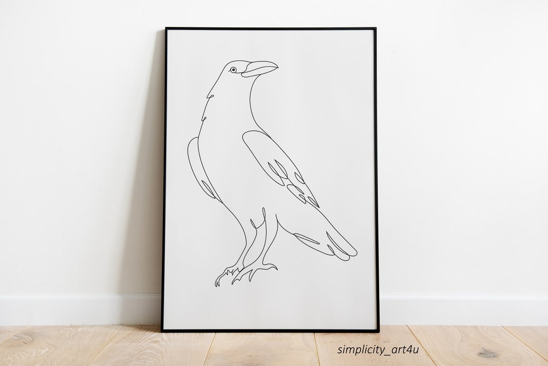 Raven Line Art - Black and White by Simplicity.art4u | Poster, Print ...