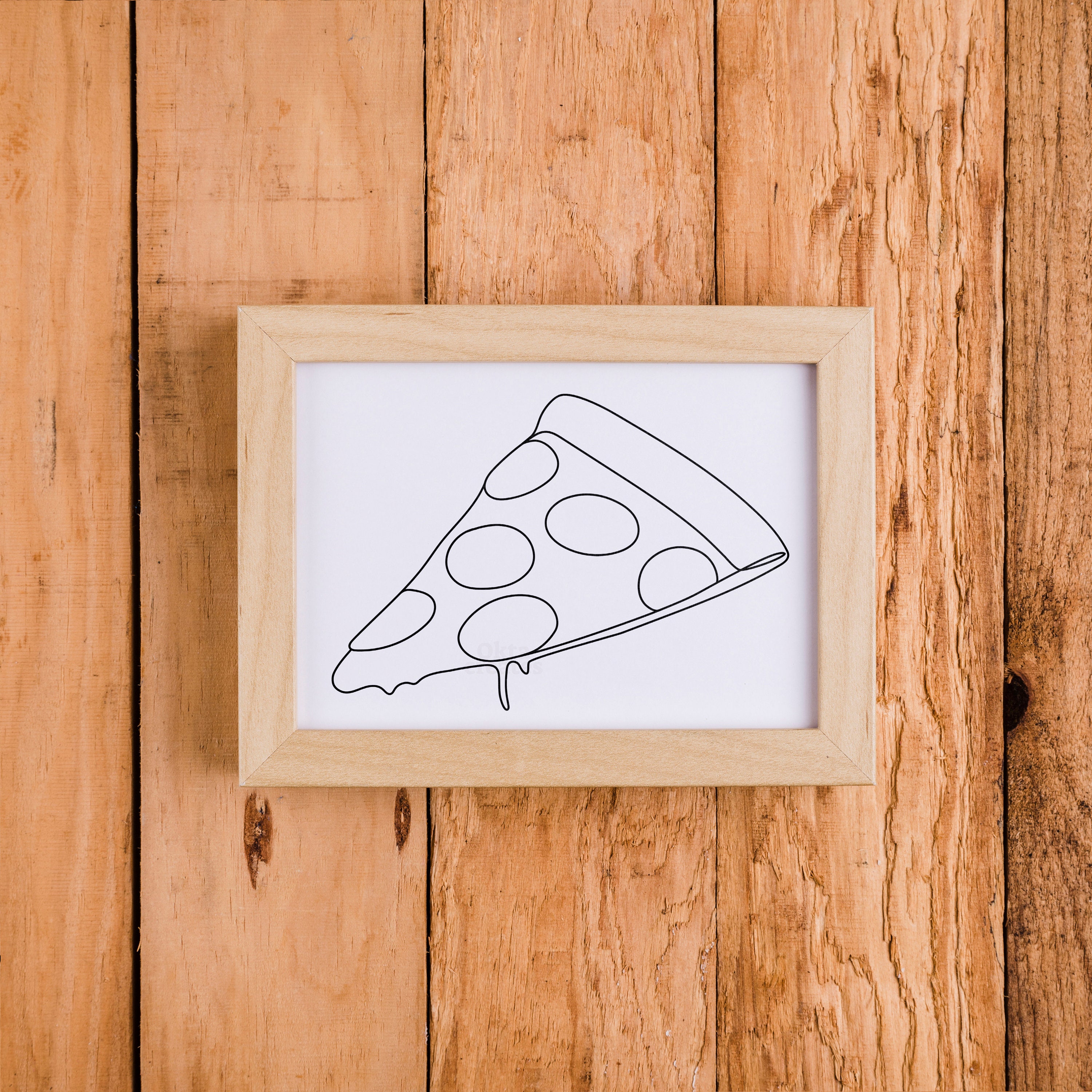 Pizza Slice One Line Art - Black & White Version | Line Drawing Artwork ...