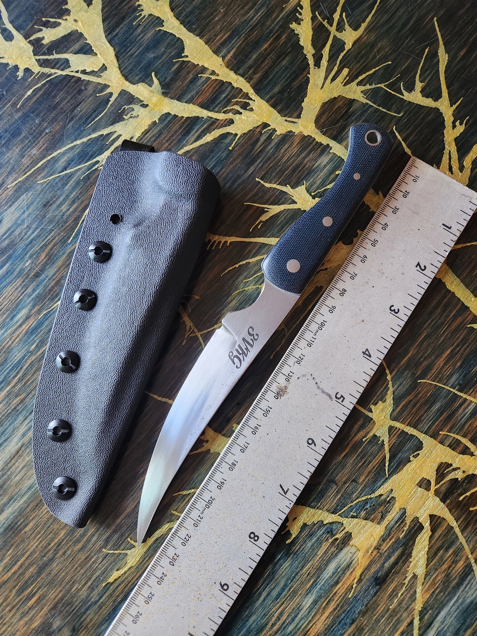 Blue Micarta Skinning Knife Hand Forged - Etsy
