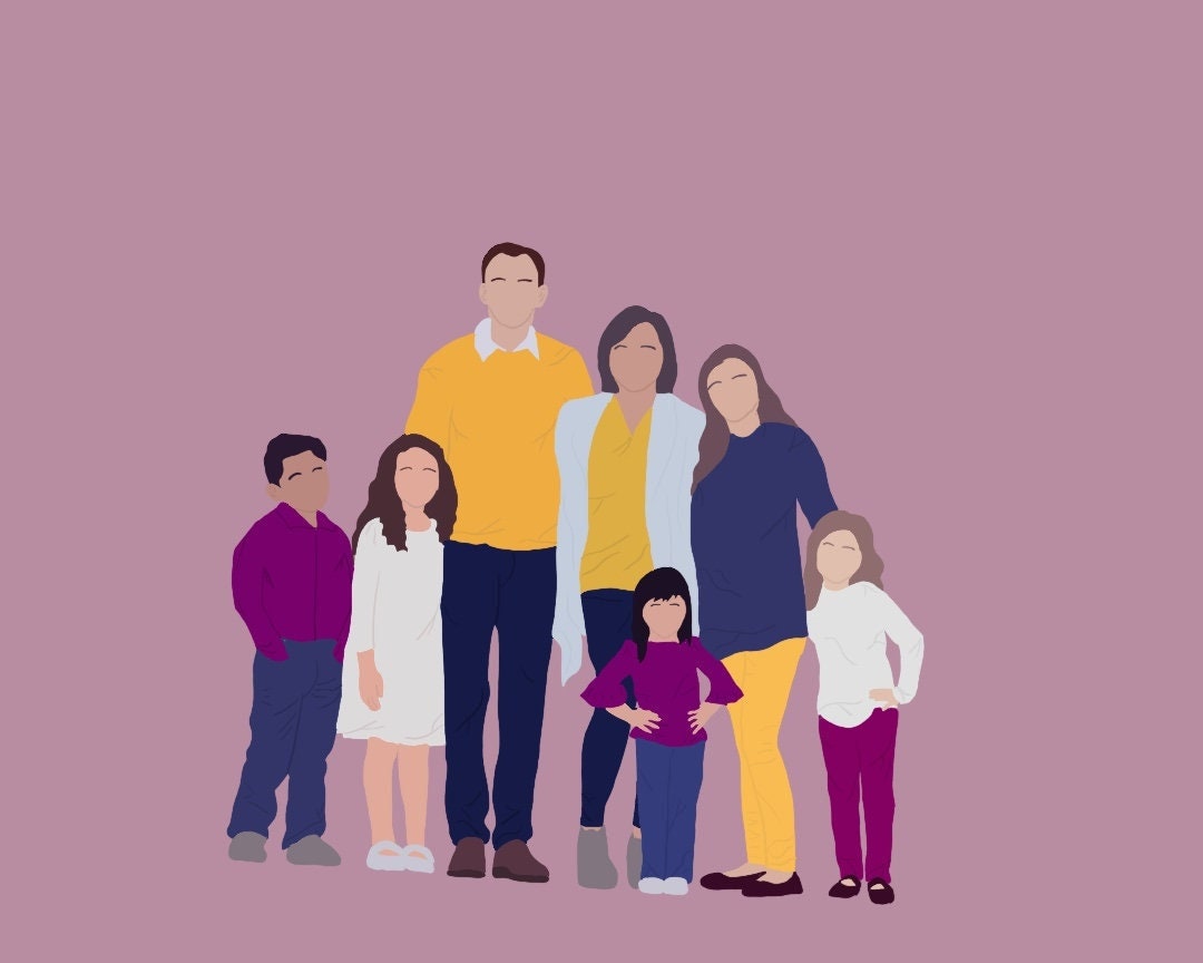 Custom Family Portrait, Digital Portrait From Photo, Gift for Mom From ...