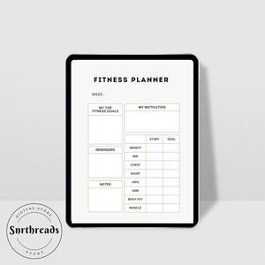 Digital Fitness Planner Pdf, Instant Download PDF for Goal Setting ...