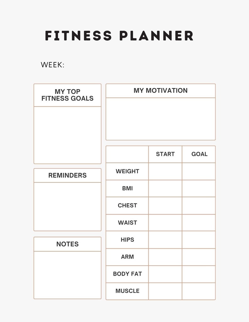 Digital Fitness Planner Pdf, Instant Download PDF for Goal Setting ...