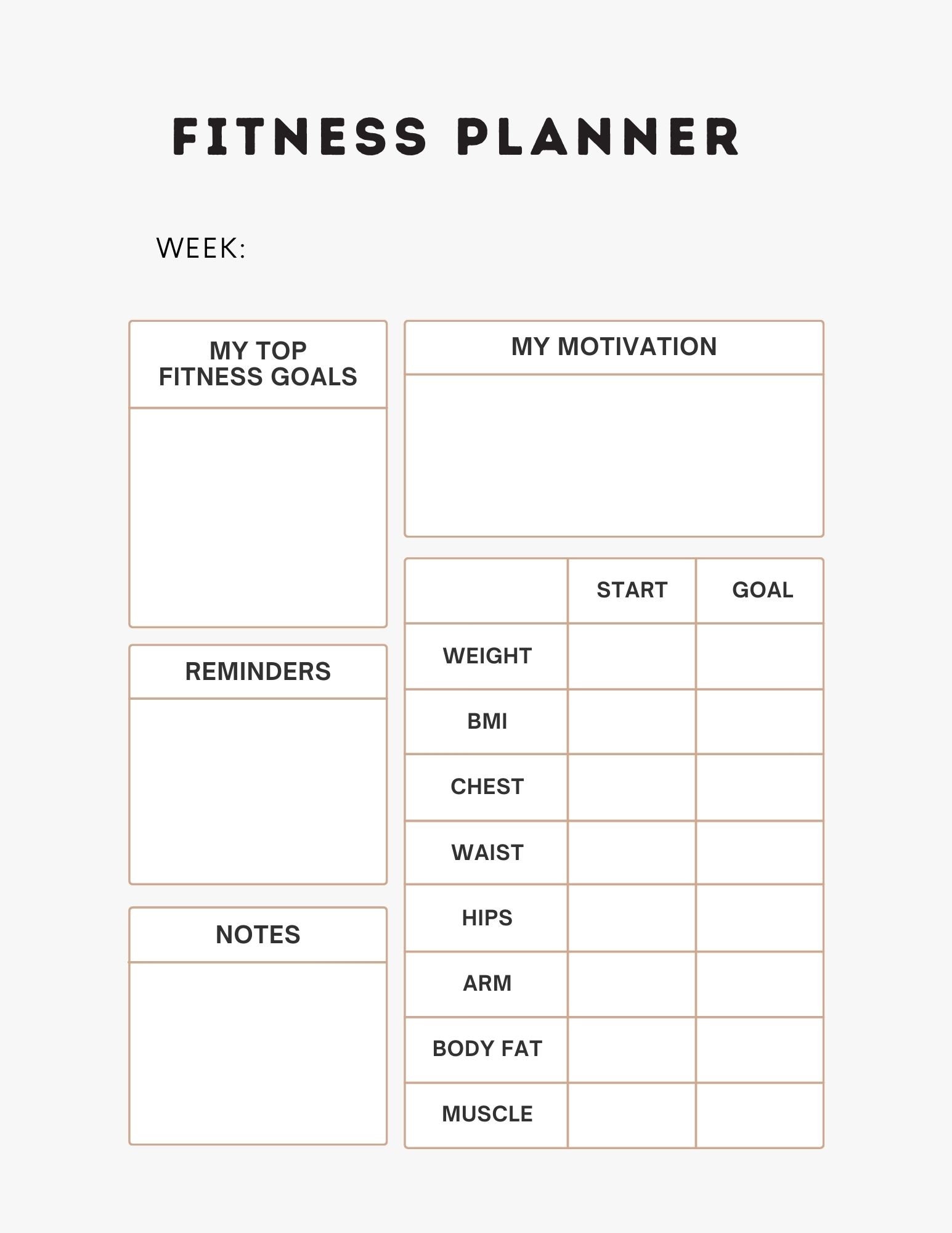 Digital Fitness Planner Pdf, Instant Download PDF for Goal Setting ...