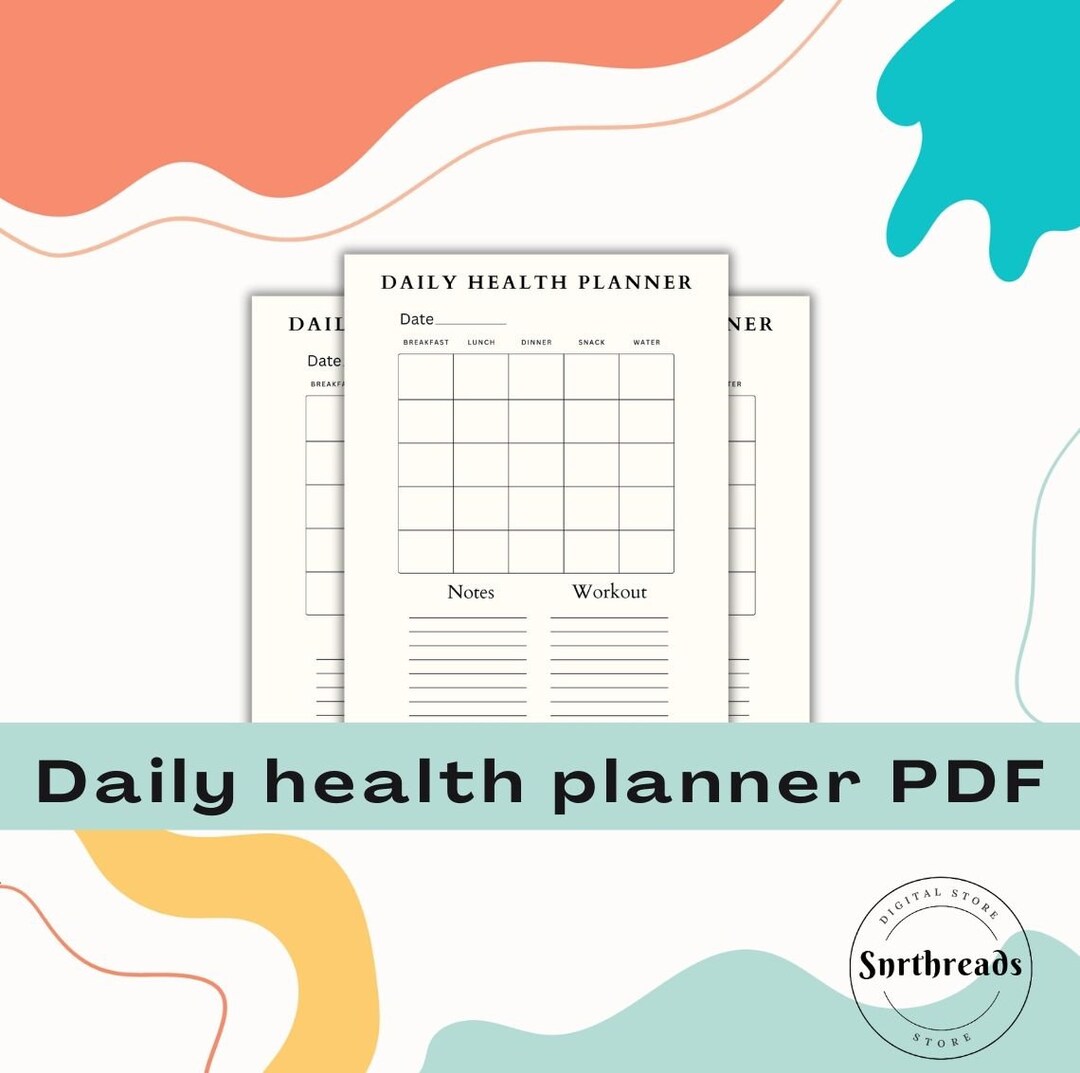 Daily Health Planner, Journal, Instant Download PDF for Digital Medical ...