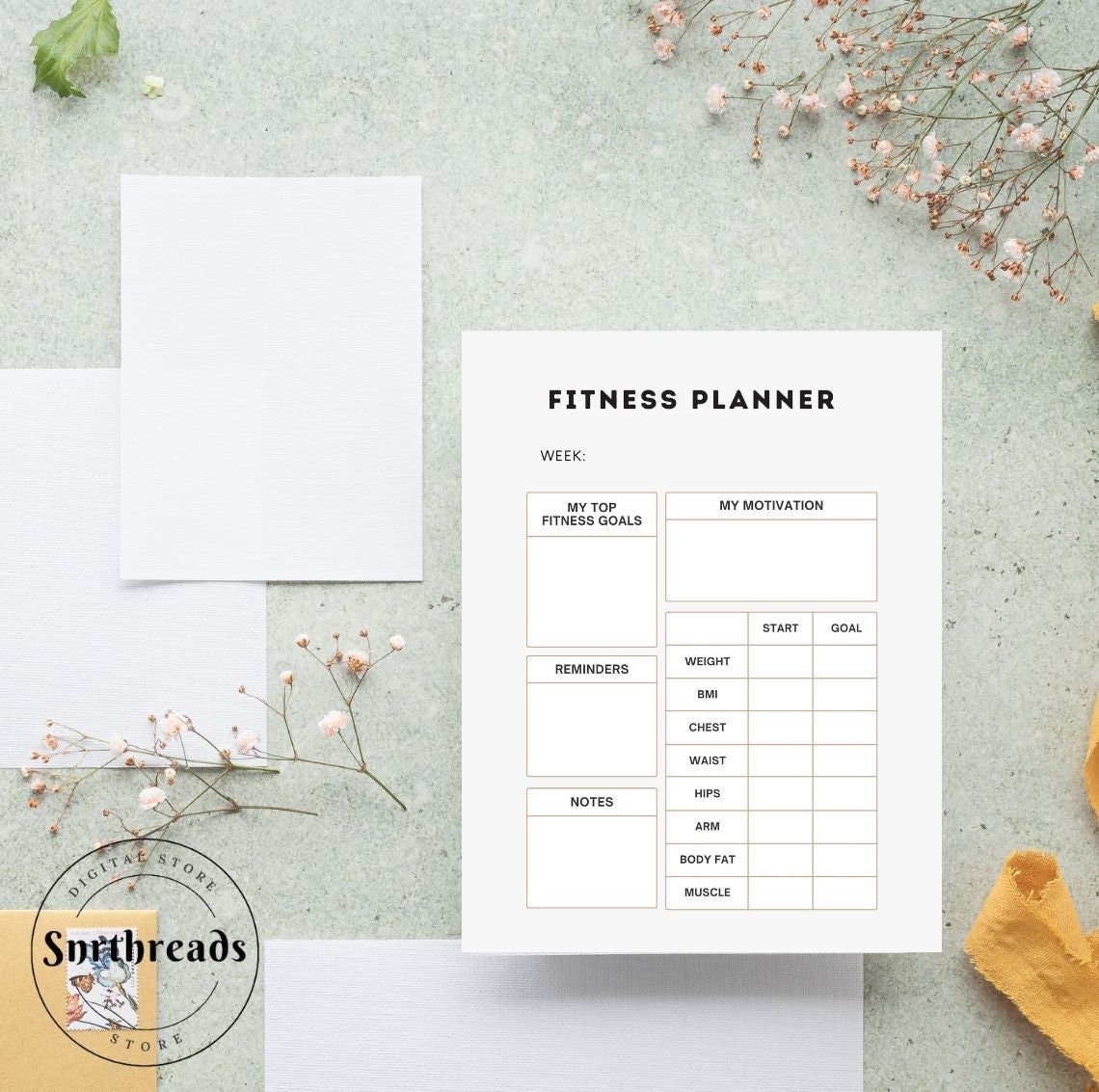Digital Fitness Planner Pdf, Instant Download PDF for Goal Setting ...