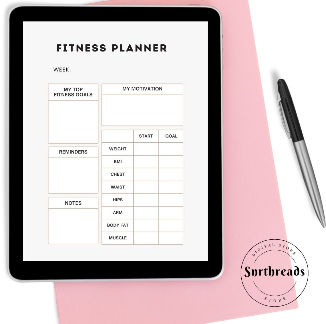 Digital Fitness Planner Pdf, Instant Download PDF for Goal Setting ...