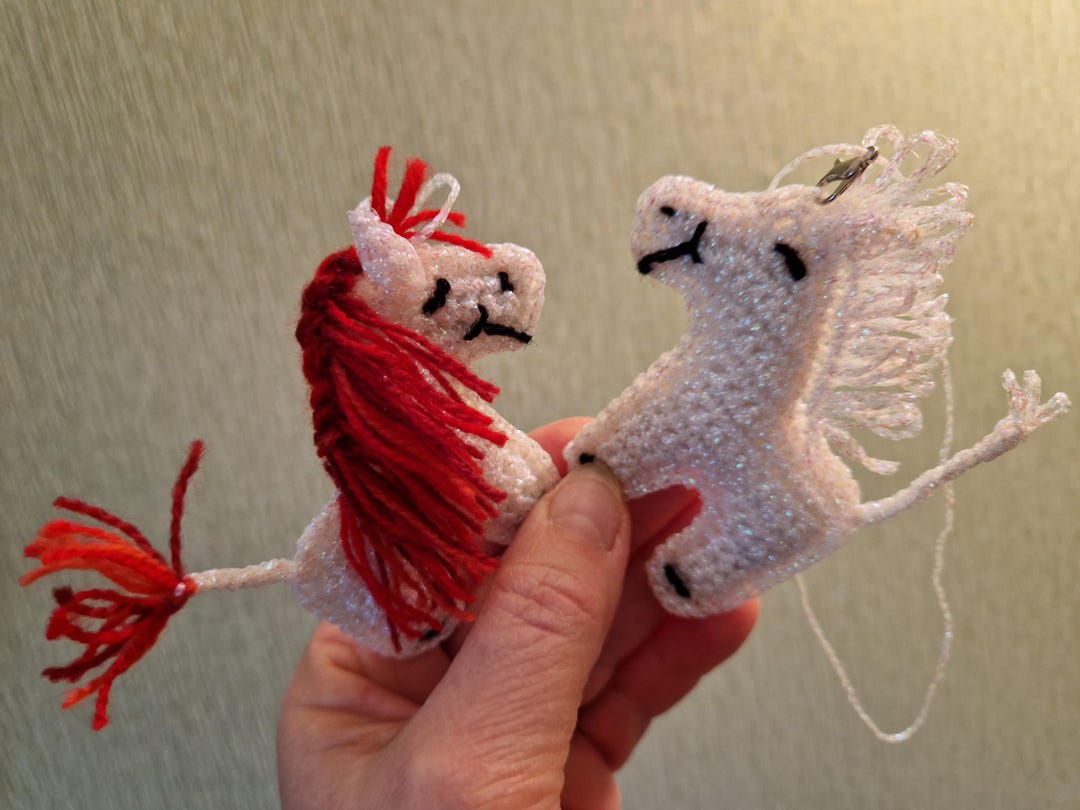 Horse 2026 Year Symbol Approx. 7 Cm, Crocheted, Bag Charm, Car Rearview ...