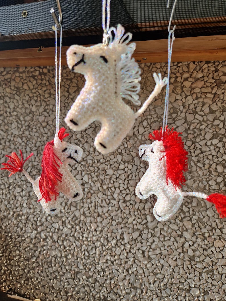 Horse 2026 Year Symbol Approx. 7 Cm, Crocheted, Bag Charm, Car Rearview ...
