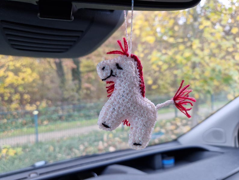 Horse 2026 Year Symbol Approx. 7 Cm, Crocheted, Bag Charm, Car Rearview ...