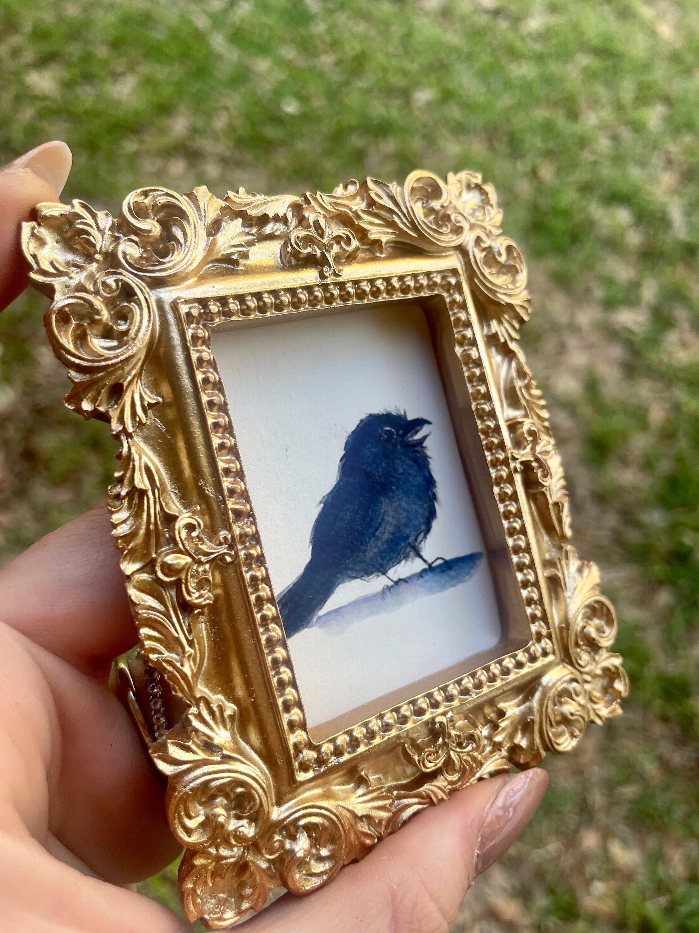 Raven Chick, Miniature Art, Bird Print, Tiny Raven Art, Crow Painting ...