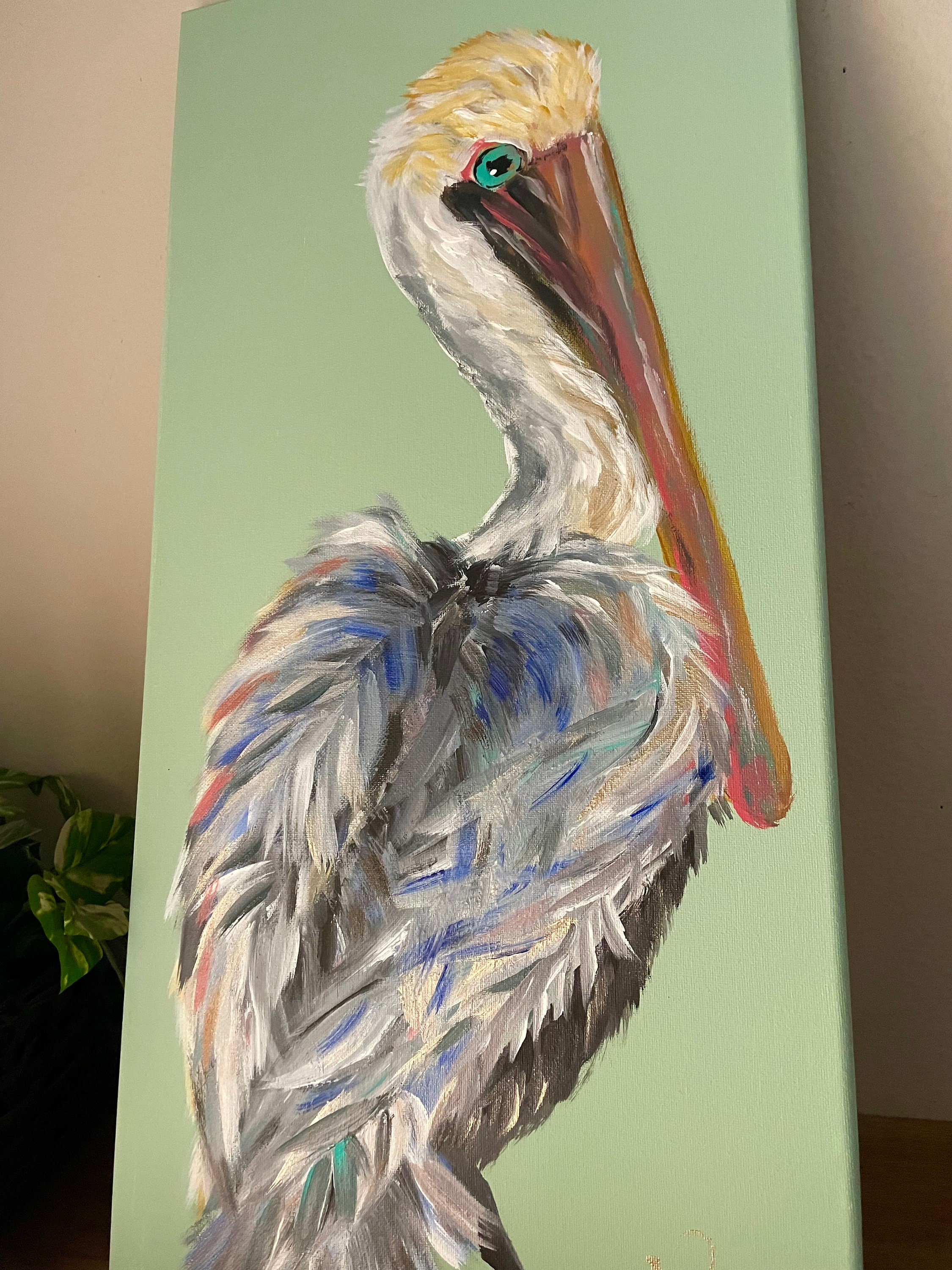 Pelican Painting, Original Pelican Canvas Painting, Custom Painted ...