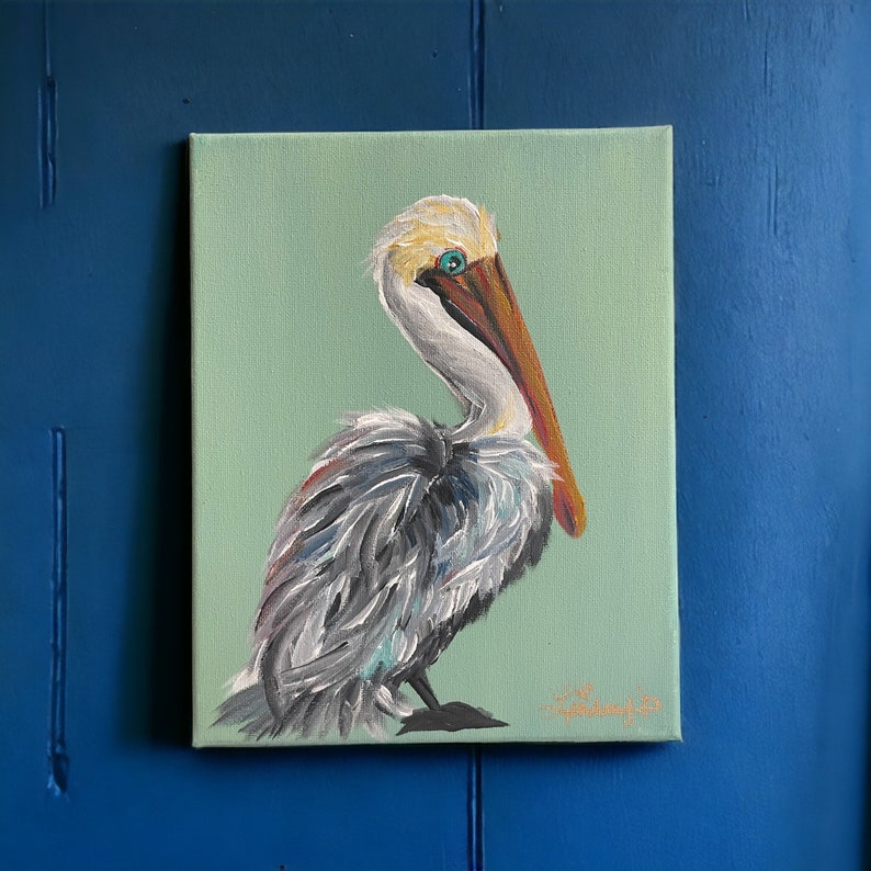 Pelican Painting, Original Pelican Canvas Painting, Custom Painted ...