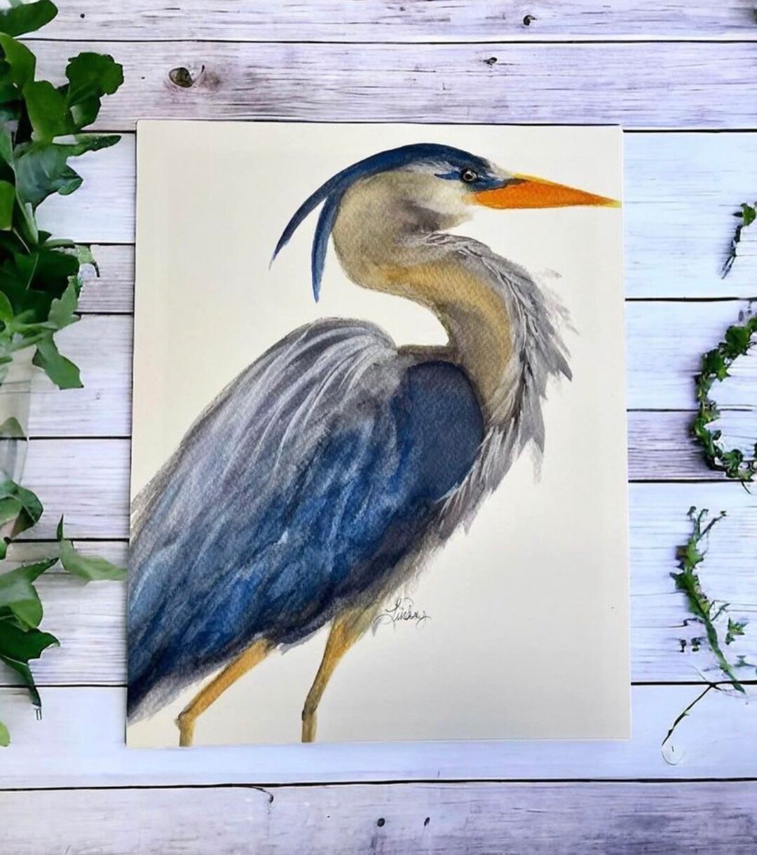 Great Blue Heron Print, Giclee Print, Fine Art, Bird Print, Watercolor ...