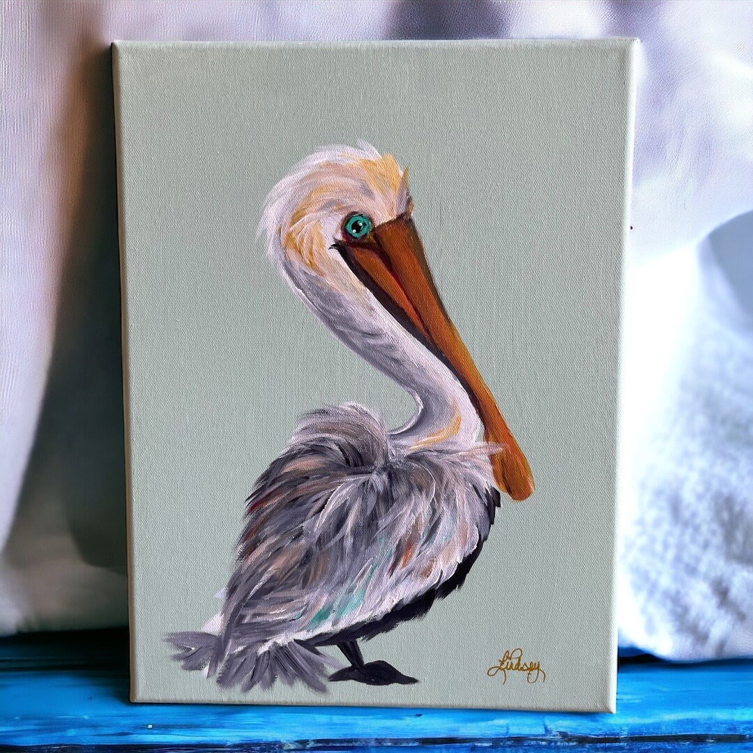 Pelican Painting, Original Pelican Canvas Painting, Custom Painted ...