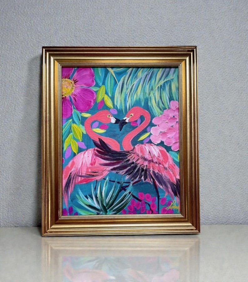 Flamingo Gallery Wall Art Collection | Original & Embellished Flamingo ...