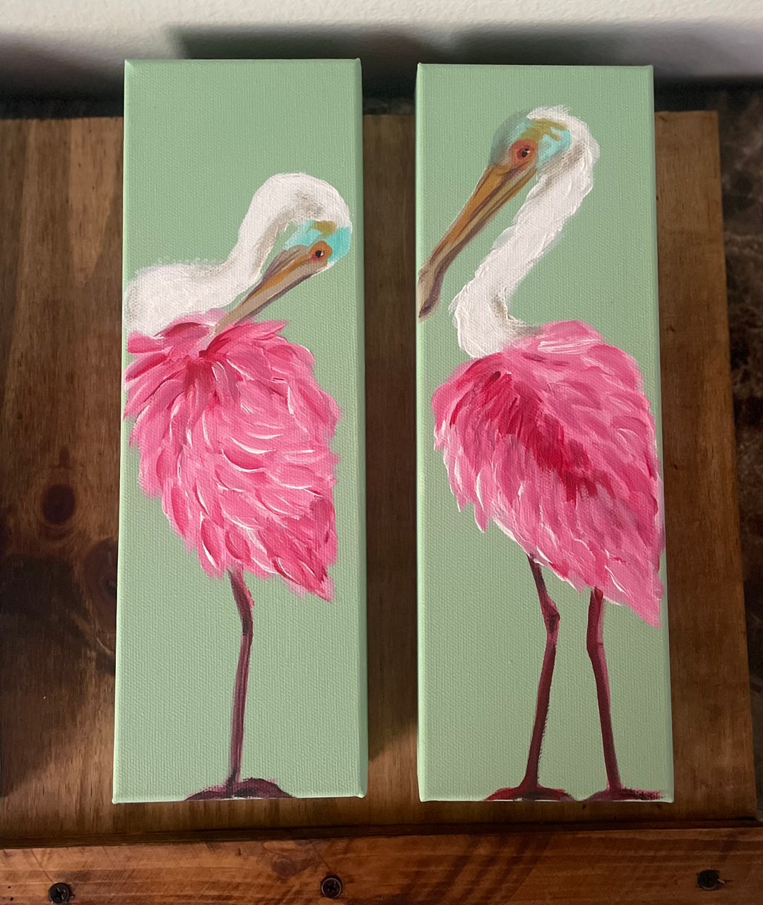 Spoonbill Painting Roseate Spoonbill Art Pink Bird Gifts - Etsy