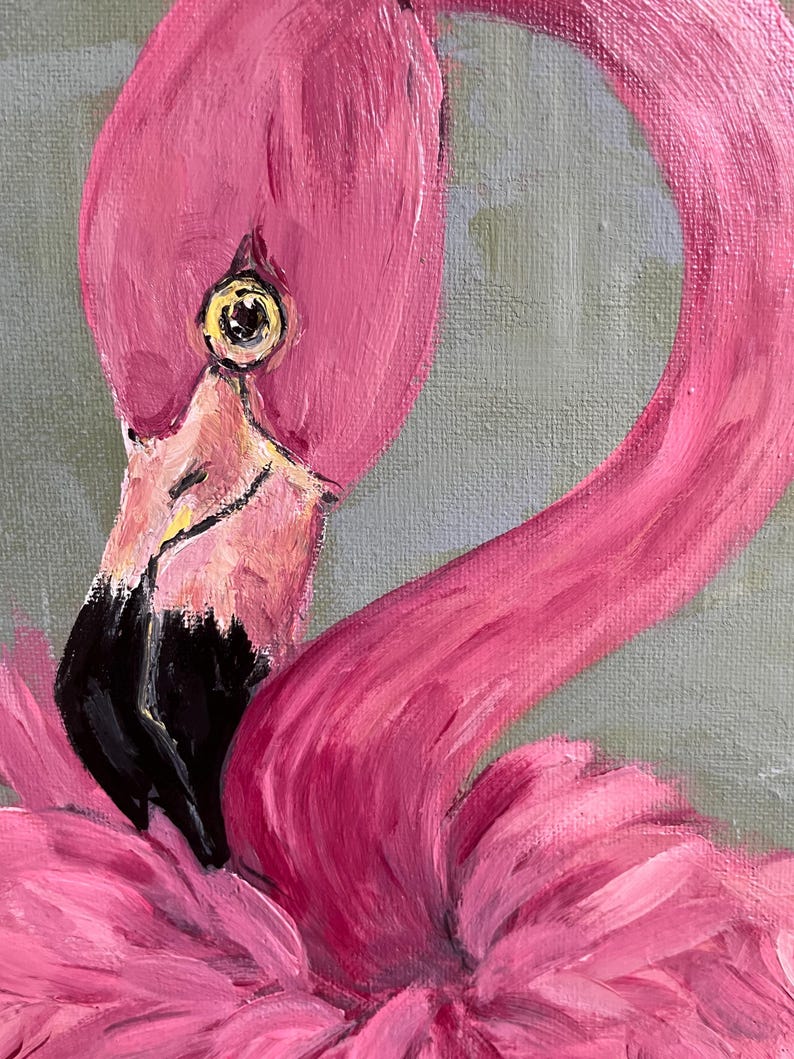 Original Flamingo Painting, 12x24 Textured Acrylic on Canvas – Pink ...