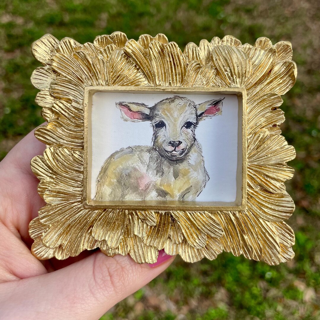 Lamb Watercolor Print, Mini Painting, Christian Artist, Jesus, Tiny ...