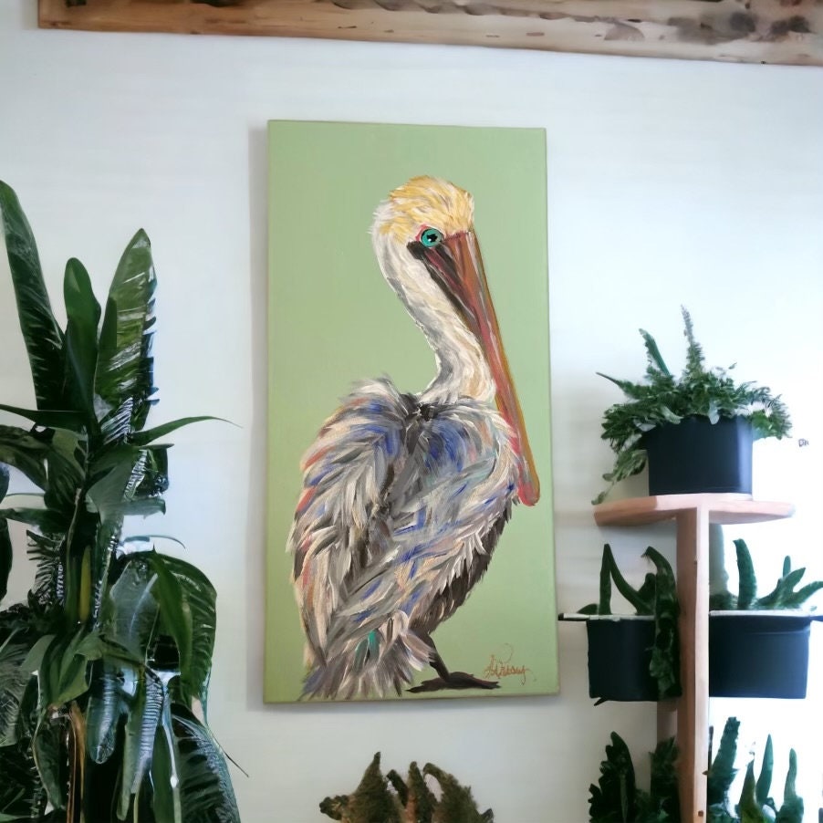 Pelican Painting, Original Pelican Canvas Painting, Custom Painted ...