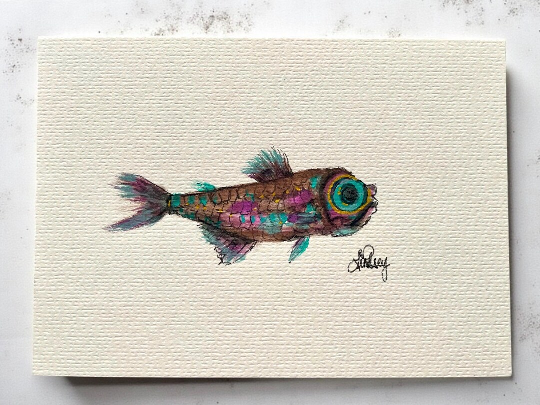 Lantern Light – Original Lanternfish Watercolor Painting | Ocean Art ...
