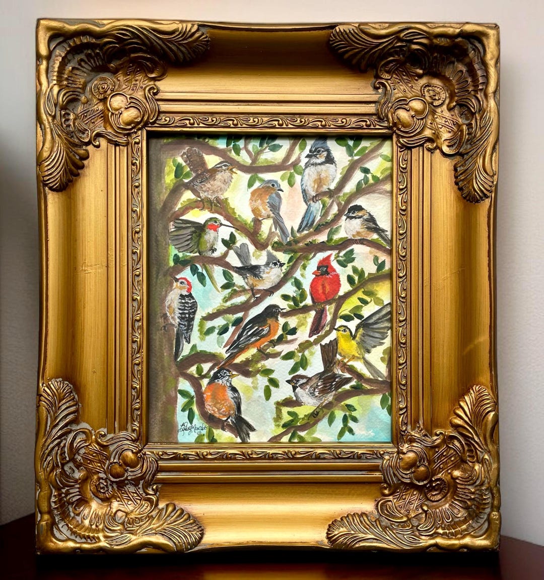 Backyard Dozen Original Watercolor Painting of 12 North American Birds ...
