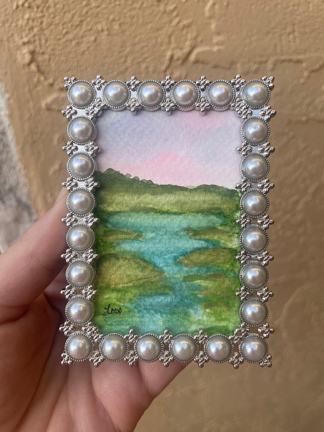 Mini Marsh Mini Landscape Painting Pink Marsh Landscape - Etsy