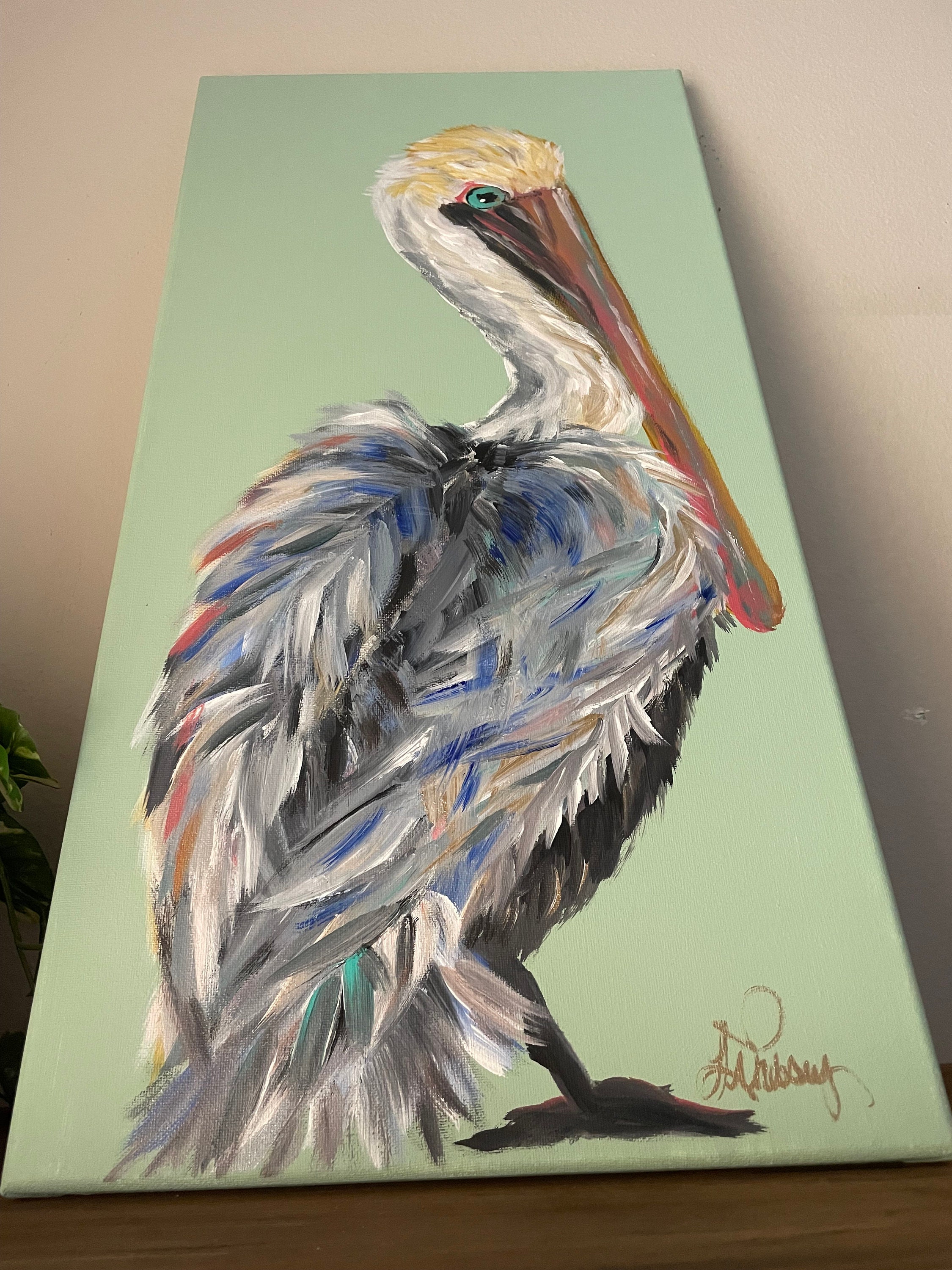 Pelican Painting, Original Pelican Canvas Painting, Custom Painted ...