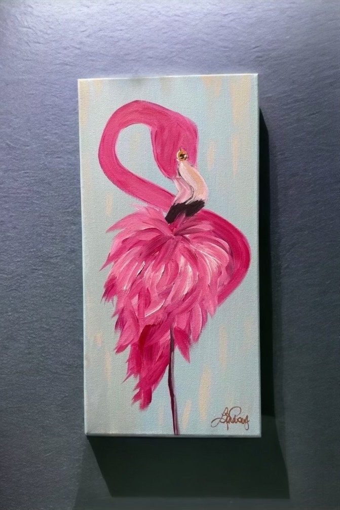 Flamingo Canvas Painting by Artist, Flamingo Wall Art, Tropical Birds ...