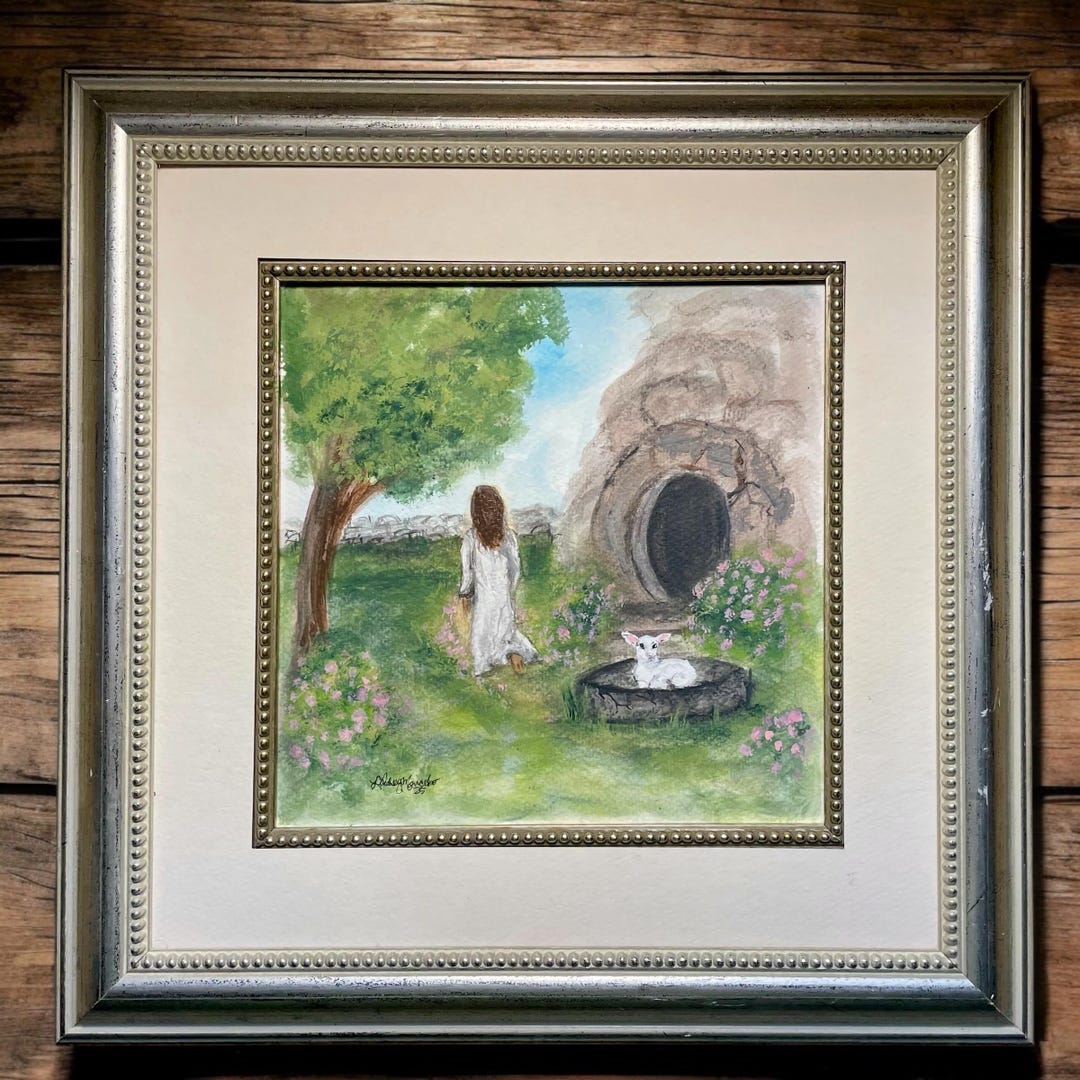 Original Christ Resurrection Watercolor Painting: Lamb of God, Vintage ...