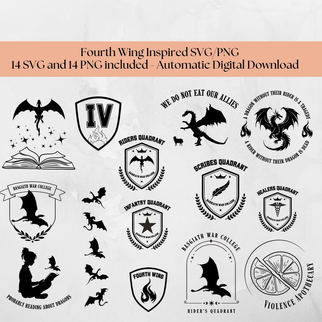 Fourth Wing SVG Bundle: Basgiath War College Designs (digital Download ...