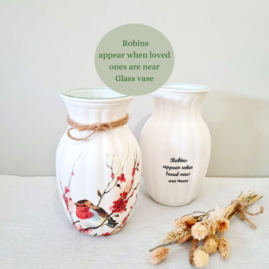 When Robins Appear Glass Vase, Remembrance Robin Vase, Loss of Loved ...