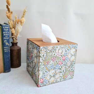 William Morris Luxury Pine Tissue Box, Floral Golden Lily Birds Tissue ...