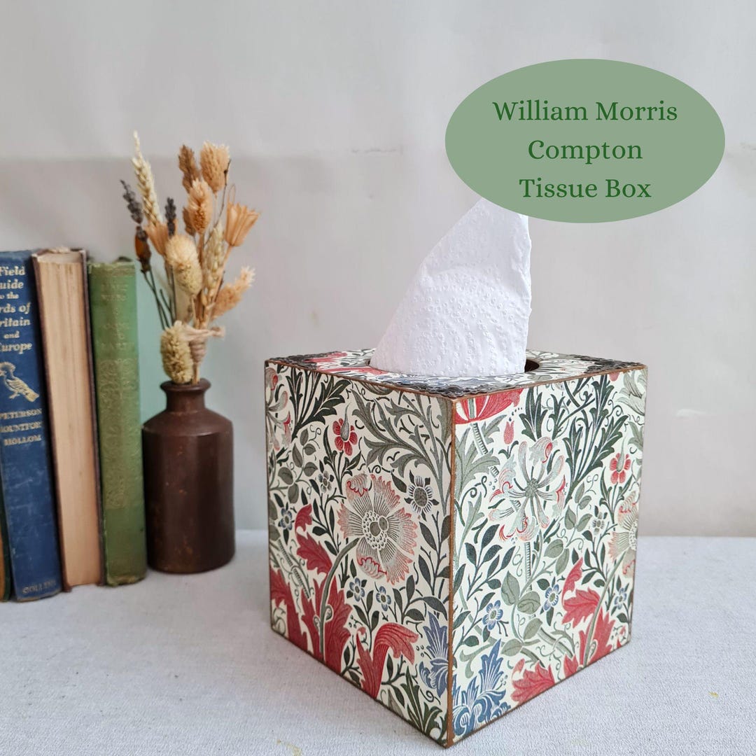 William Morris Compton Tissue Box, Floral Green Cream Tissue Holder ...