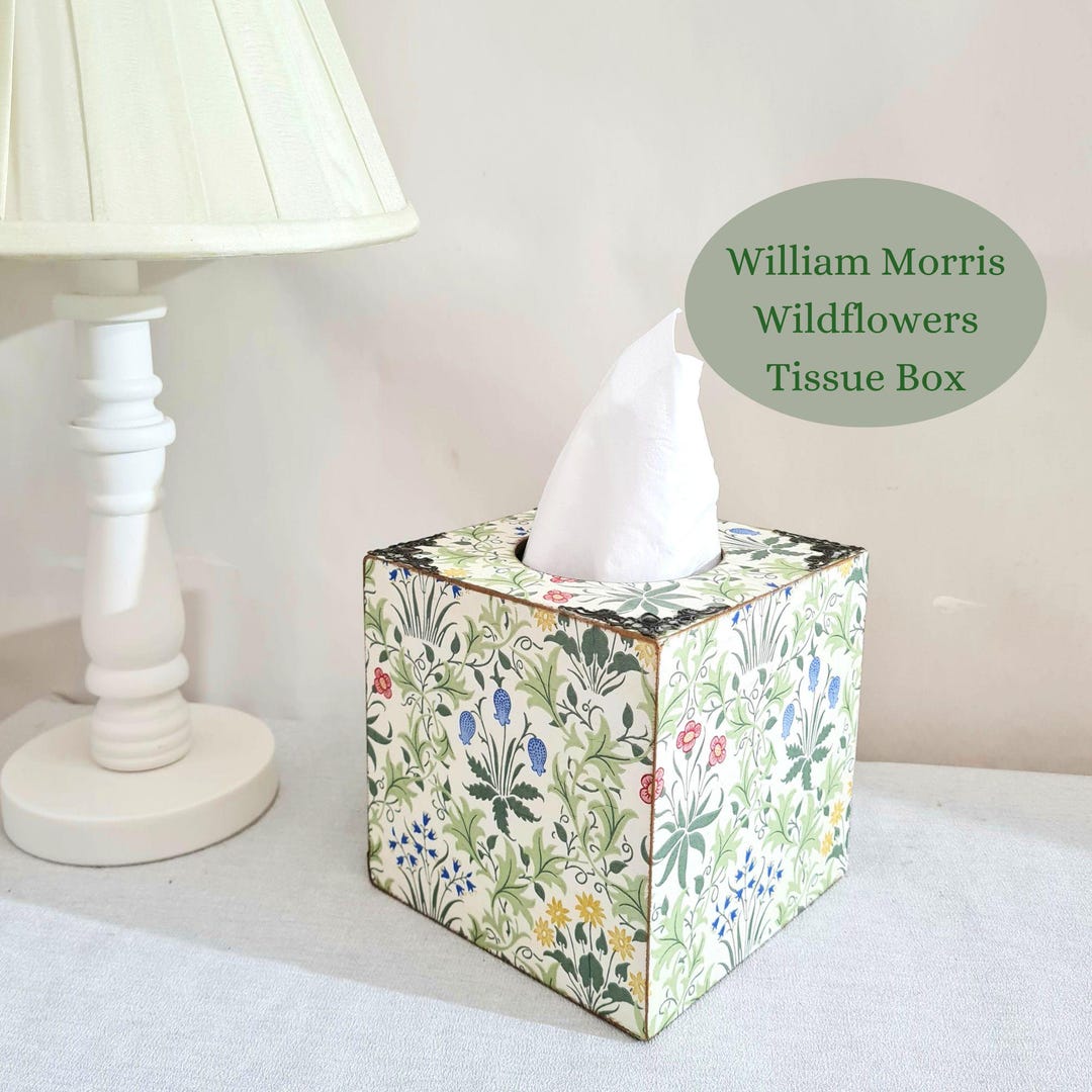 William Morris Wood Tissue Box, Floral Bluebells Tissue Holder, Country ...
