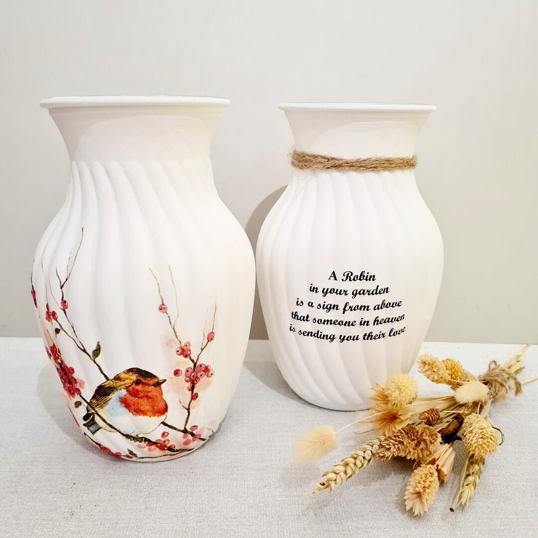 When Robins Appear Glass Vase, Remembrance Robin Vase, Loss of Loved ...