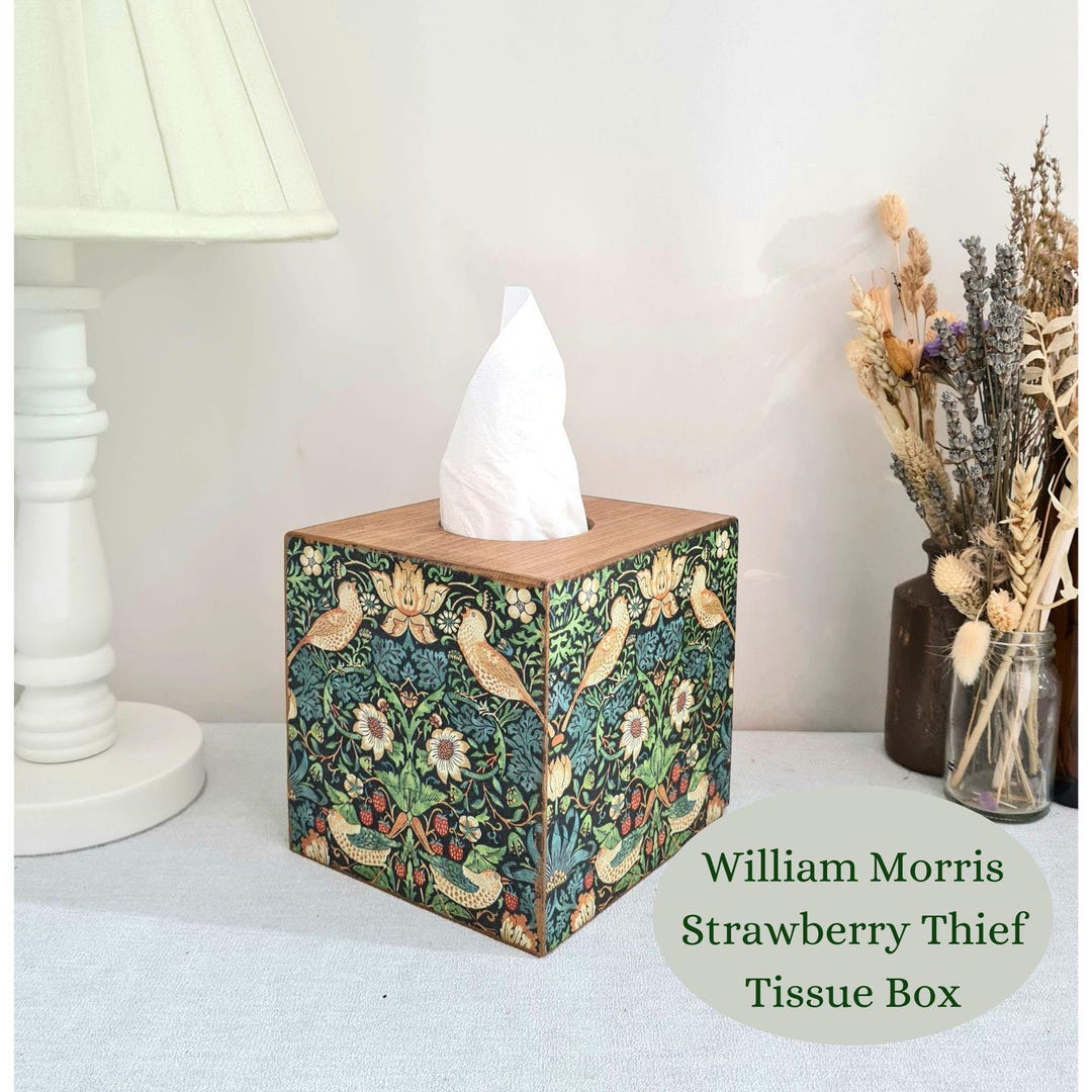 William Morris Floral Birds Tissue Box, Luxury Pine Pretty Tissue Box ...