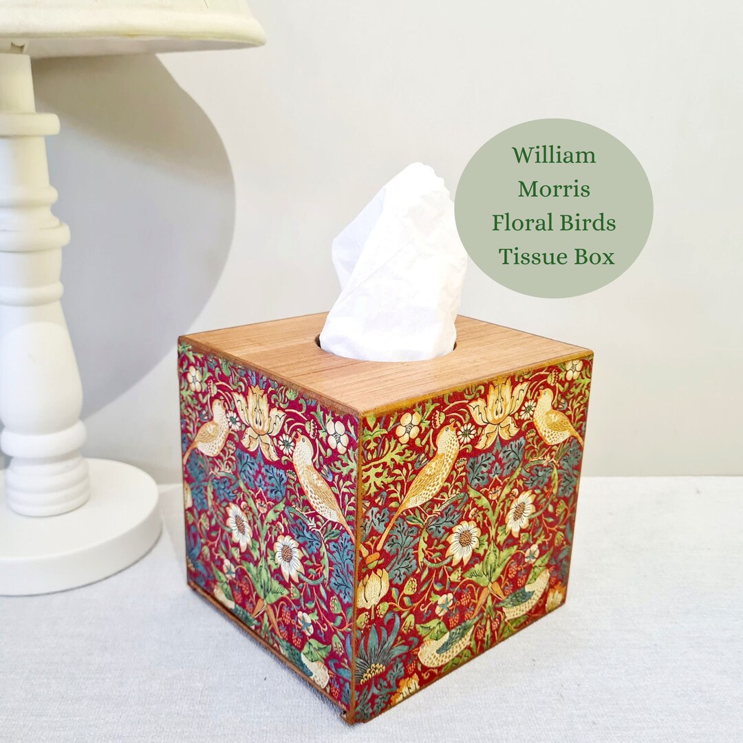 William Morris Floral Birds Tissue Box, Luxury Pine Pretty Tissue Box ...