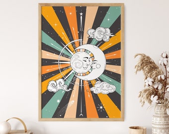 Celestial Moon and Sun Poster - Etsy