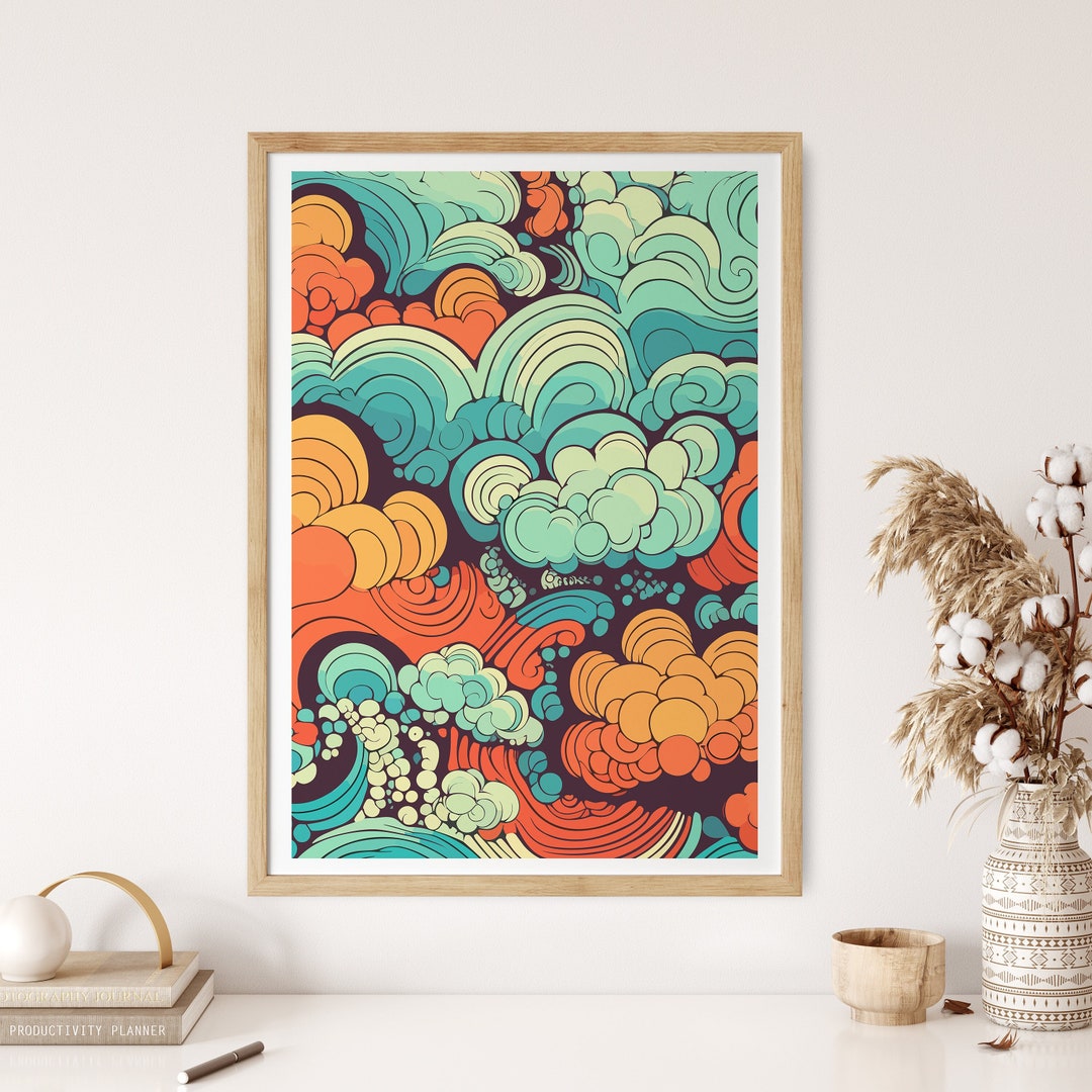 70s Wall Art Print, Vintage Retro Wall Hanging, Psychedelic Retro ...