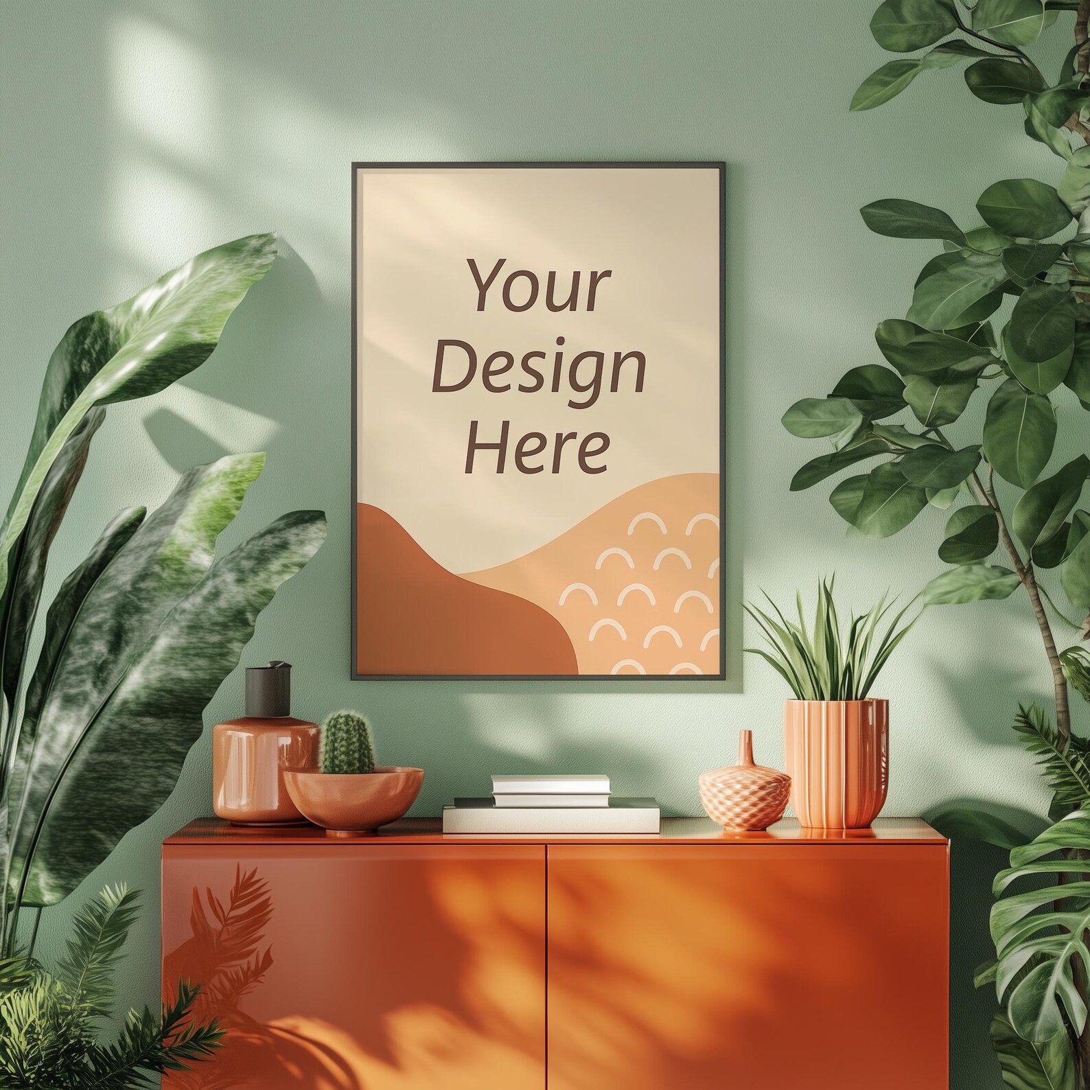 A1 Poster Mockup, DIN A Vertical Frame, Boho Poster Frame PSD, Digital ...