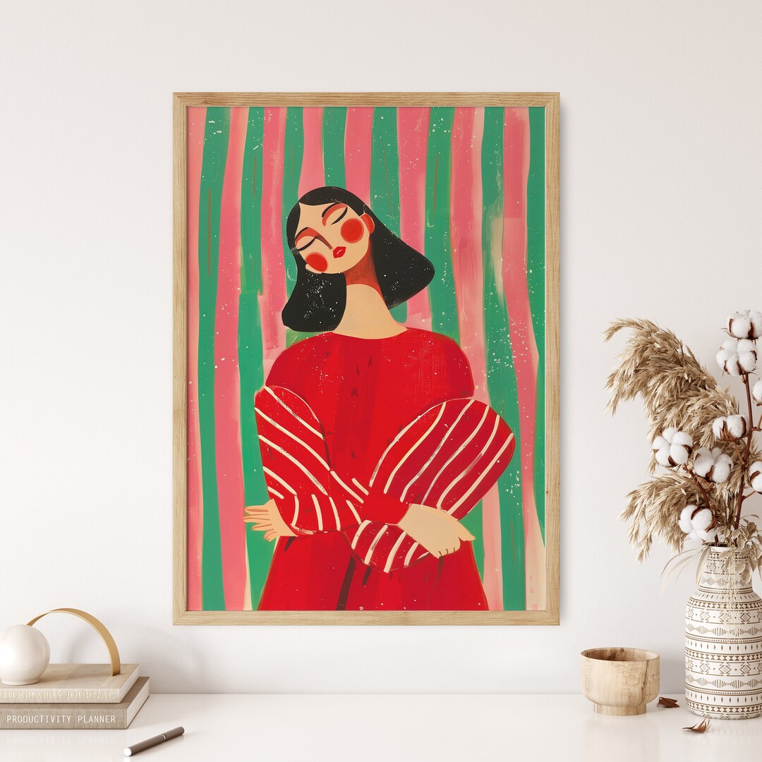 Feminine Wall Art, Colorful Portrait Print, Woman Poster, Psychedelic ...