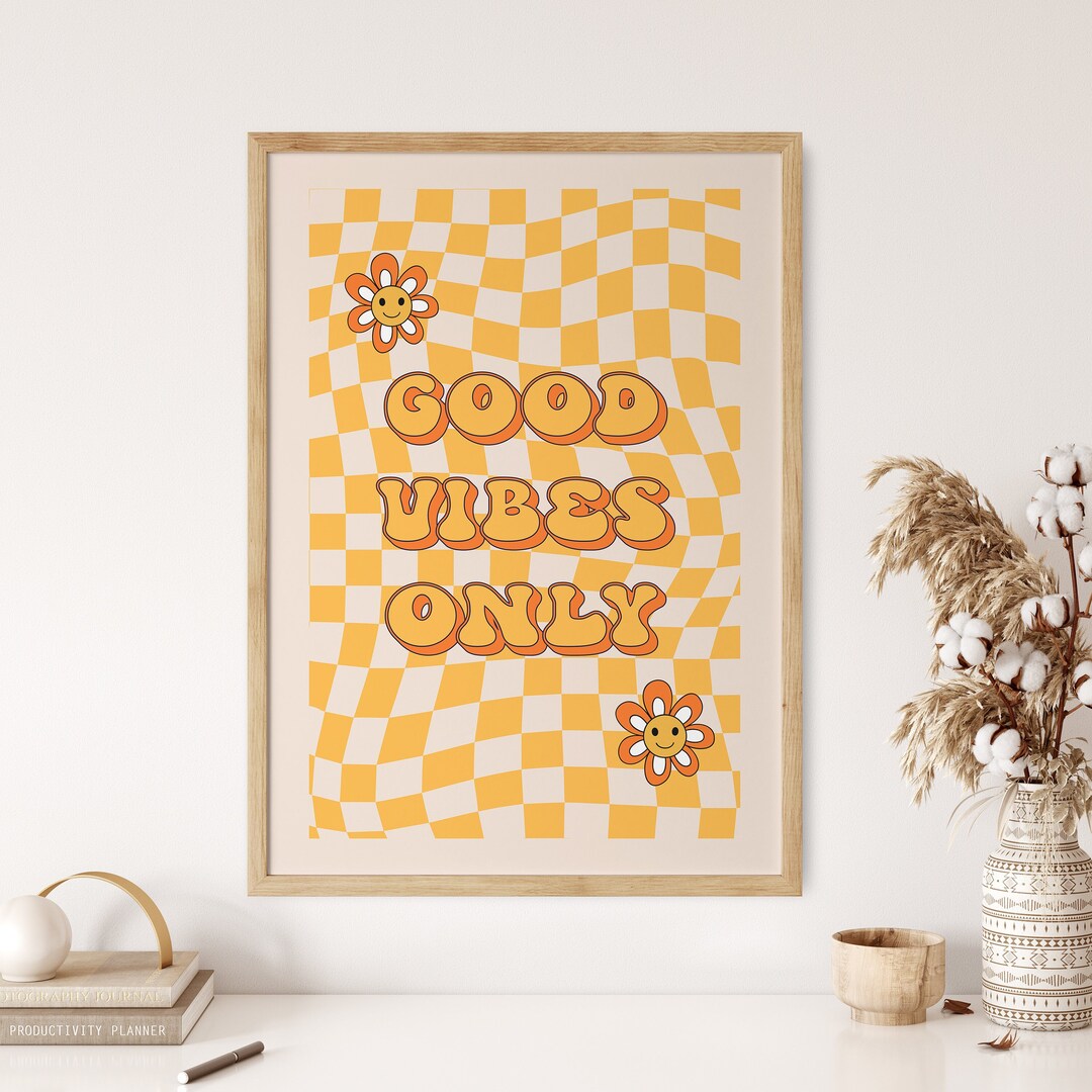 Good Vibes Only Art Poster, 70s Retro Color Print, Trippy Hippie Wall ...