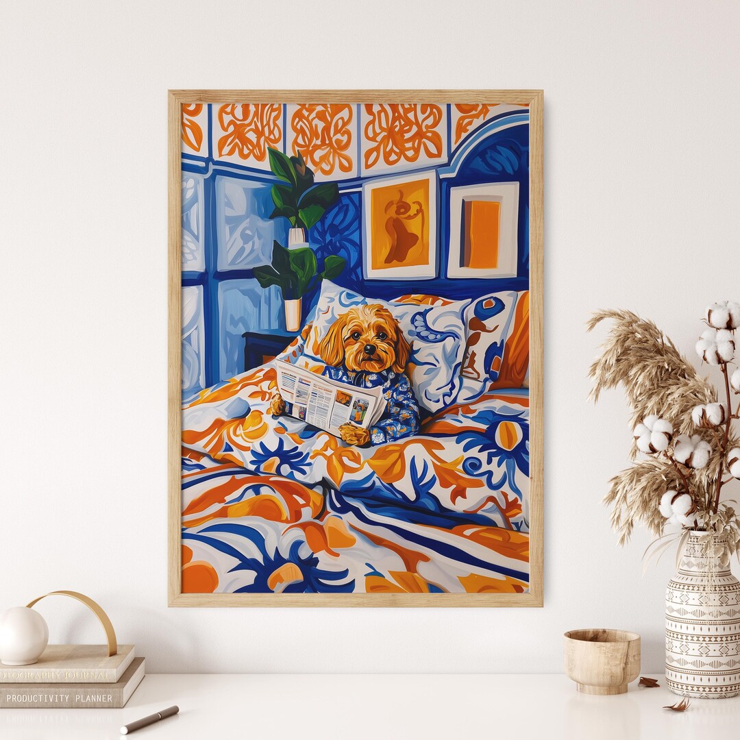 Dog Wall Art Print, Dopamine Poster, Maximalist Wall Decor, Trendy ...