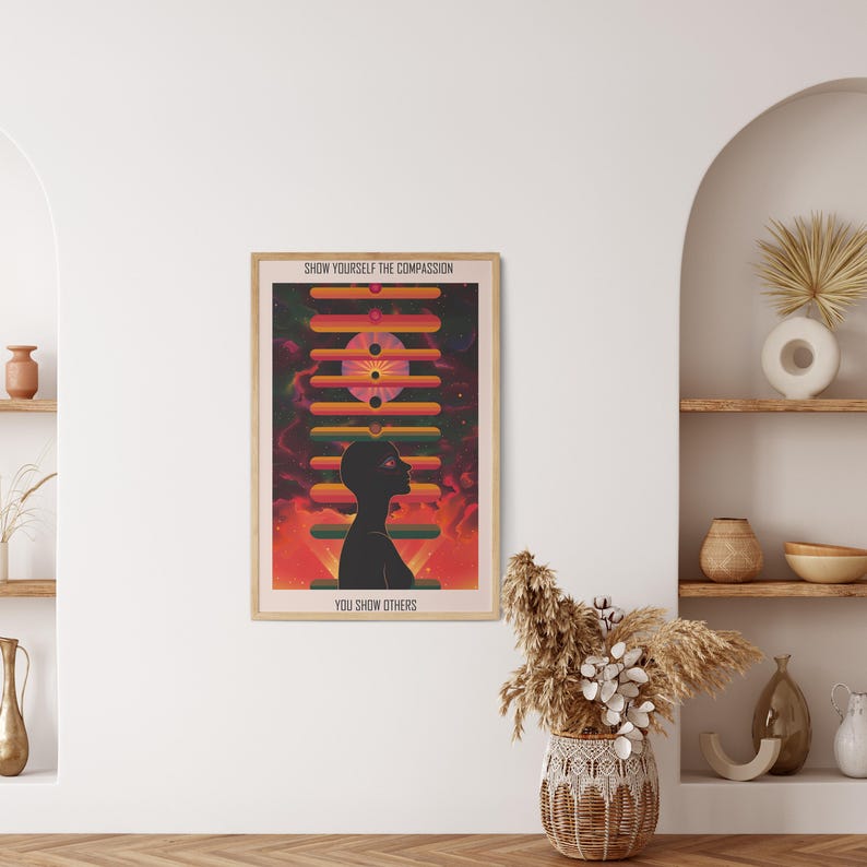 Retro Futuristic Poster, Cosmic Art, Inspirational Quote Print, Surreal ...