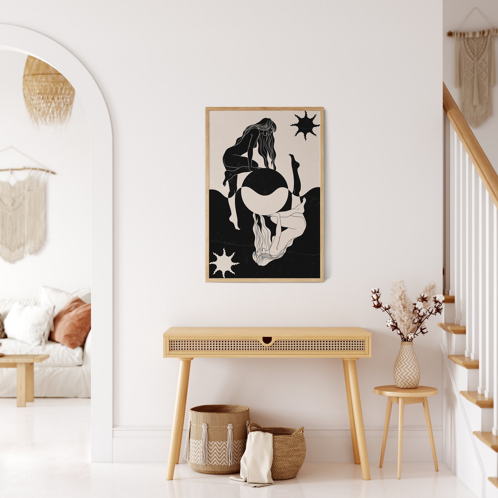 Black and White Wall Art Print, Retro Wall Hanging, Spiritual Wall Art ...