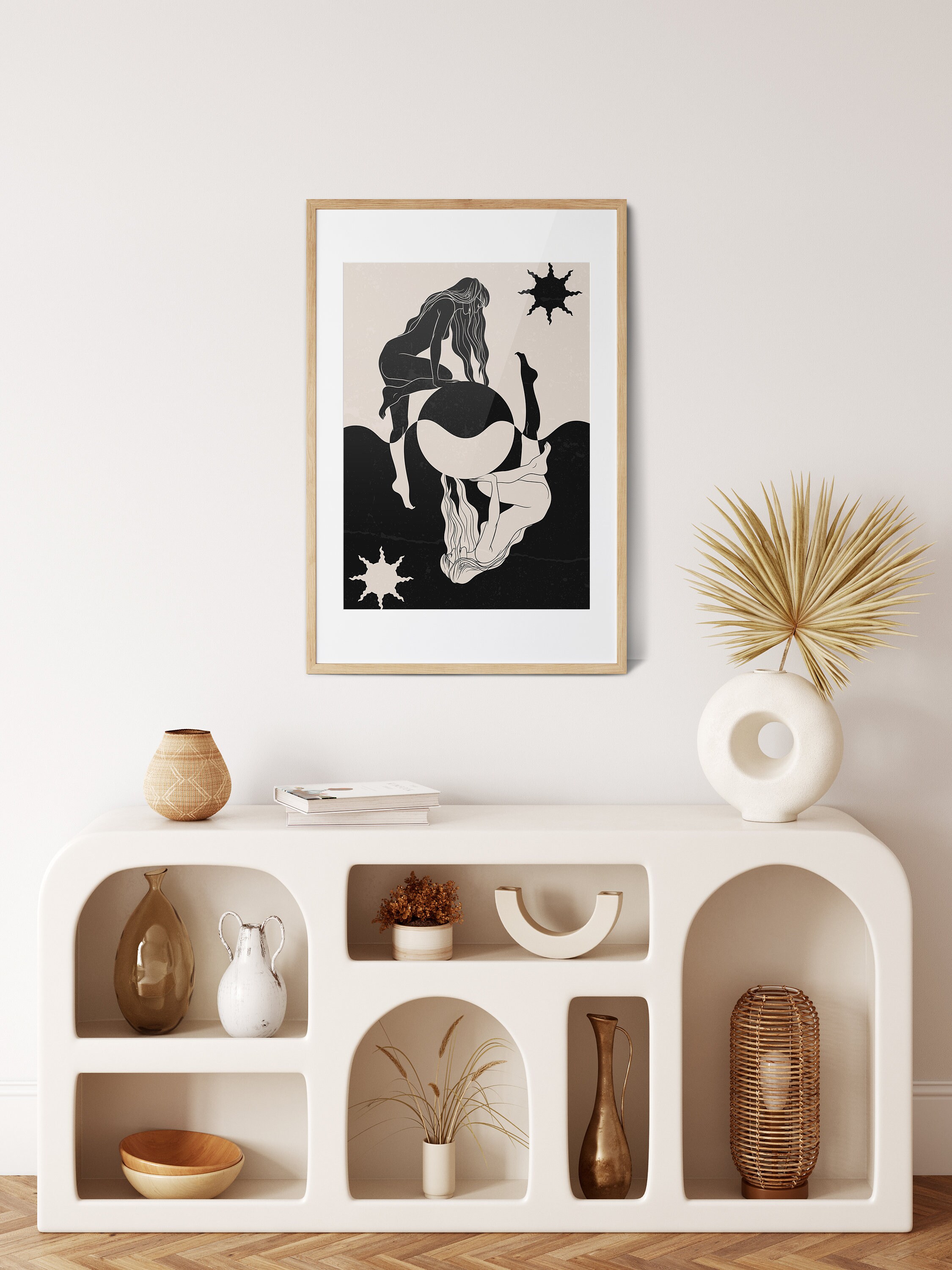 Black and White Wall Art Print, Retro Wall Hanging, Spiritual Wall Art ...