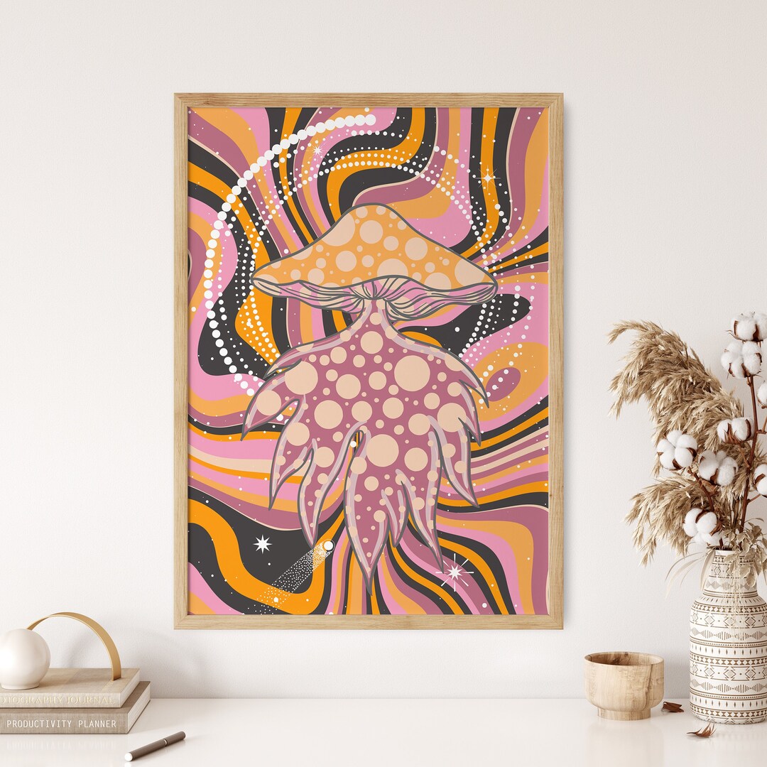 Psychedelic Art Print, 70s Wall Art, Groovy Art Poster, Colorful Retro ...